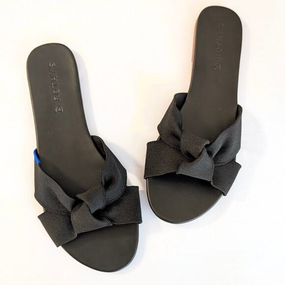 Rothy's | Shoes | Rothys The Knot Black Vegan Leather Bow Slide Sandals ...